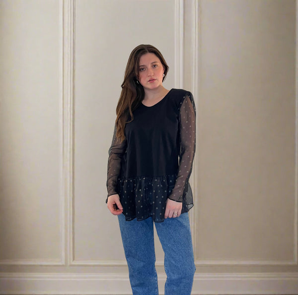 Black Long-Sleeve Mesh Top – Chasing Change